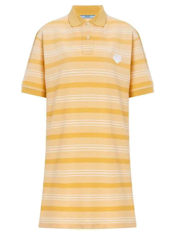 Prada Striped Cotton Piqué Mini Dress - Yellow
