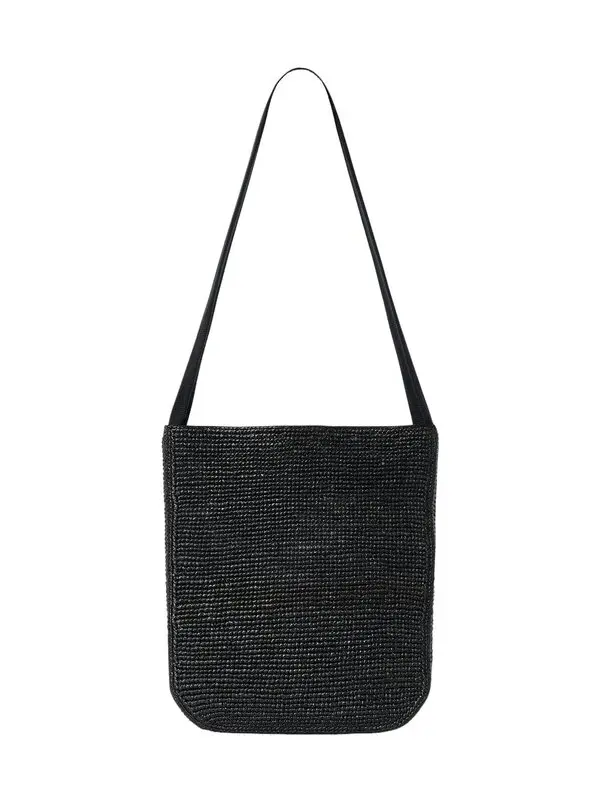 THE ROW Lori Raffia Shoulder Bag - Black