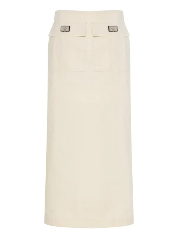 FERRAGAMO Coated Linen Maxi Skirt - White