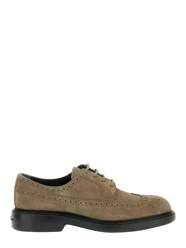 Hogan Perforated Suede Oxford Shoes - Neutrals