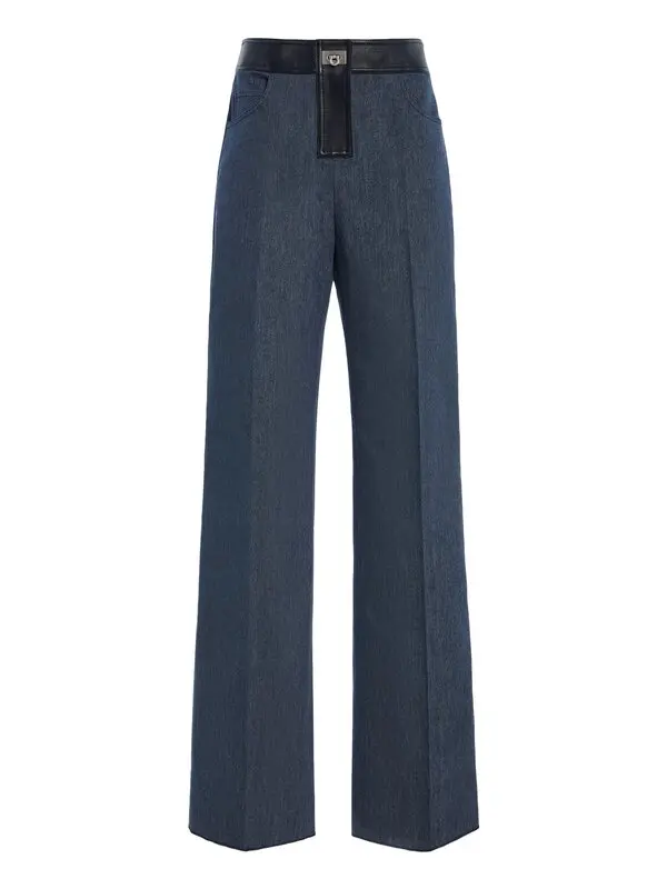 FERRAGAMO Cotton Denim Wide-leg Trousers - Medium Wash
