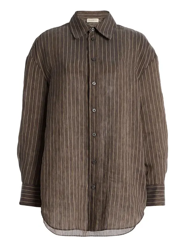 KALLMEYER Dani Pinstriped Linen-blend Shirt - Grey