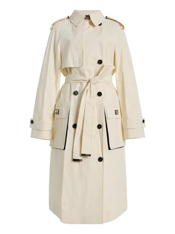 FERRAGAMO Coated Linen Trench Coat - White