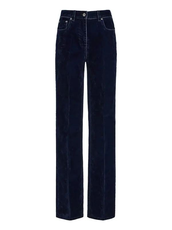 FERRAGAMO Cotton-blend Velvet Trousers - Dark Wash