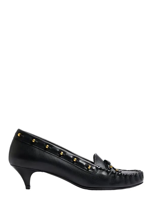 Khaite Milly Leather Moccasin Pumps - Black