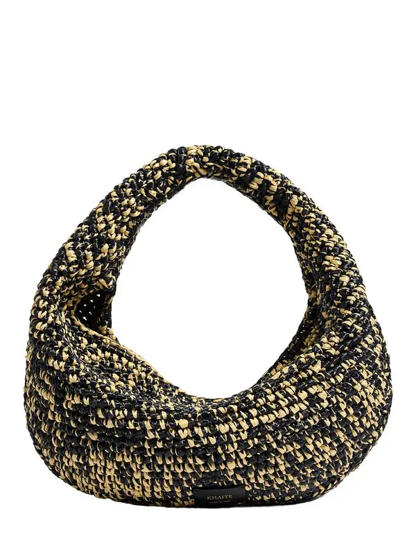 Khaite Olivia Medium Raffia Hobo Bag - Black,white