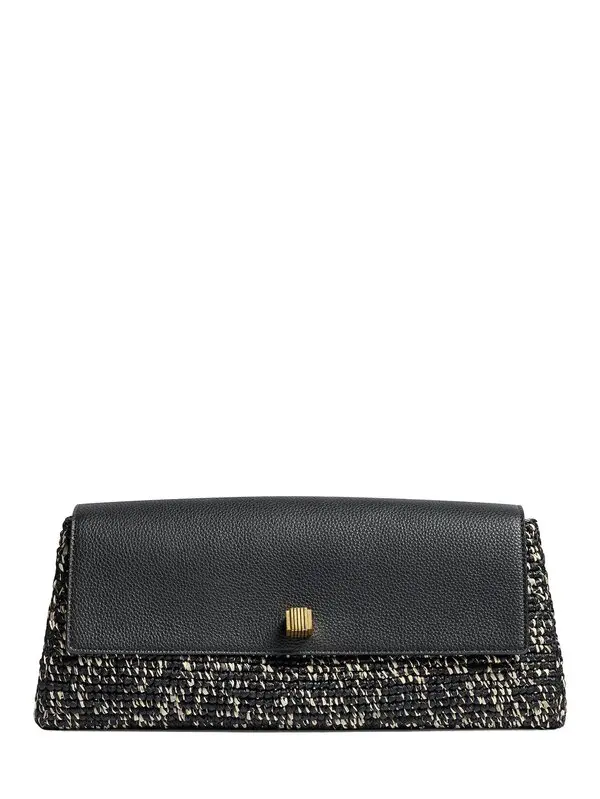 Khaite Audrey Raffia Clutch - Black,white