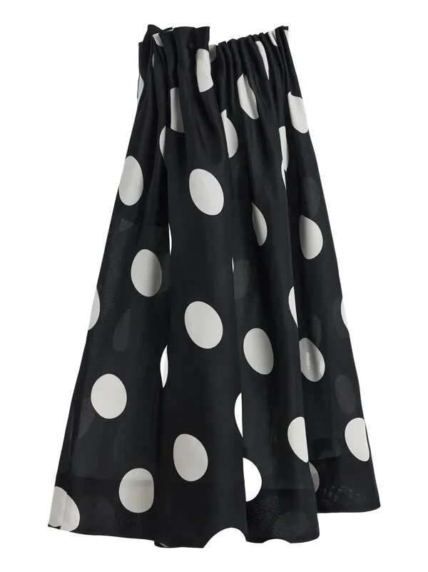 Khaite Riley Gathered Silk Gazar Maxi Skirt - Black,white