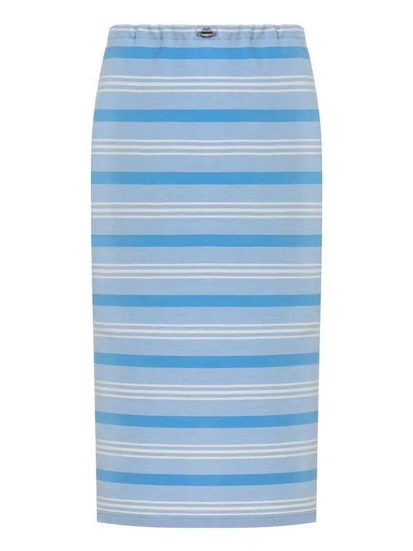 Prada Cotton Pique Midi Skirt - Blue