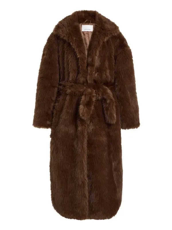 THE FRANKIE SHOP Ravello Faux Fur Robe Coat - Brown
