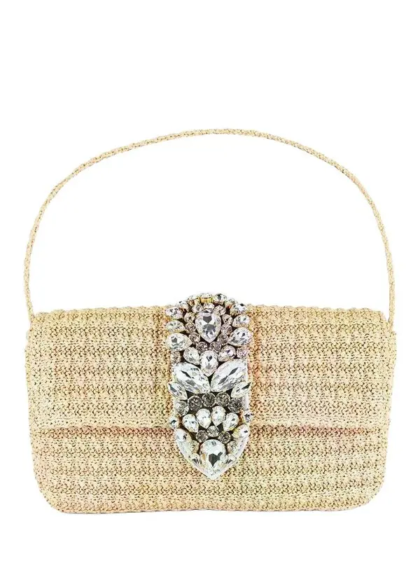 GEDEBE Habibi Crystal-embellished Shoulder Bag - Neutrals
