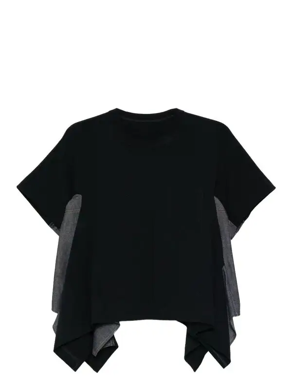 Sacai Cotton T-shirt With Flared Hem - Blue