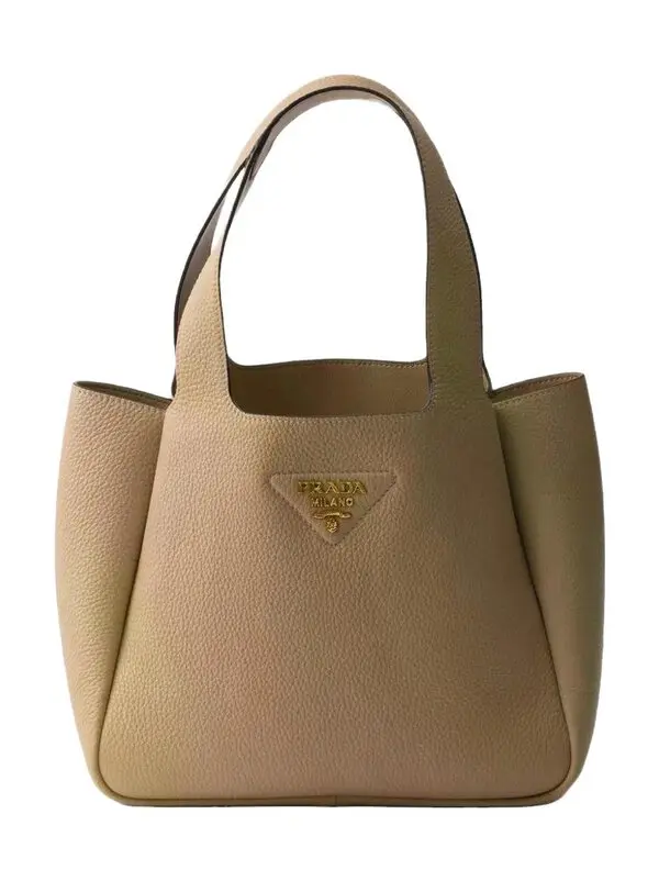 Prada Small Leather Tote Bag - Neutrals
