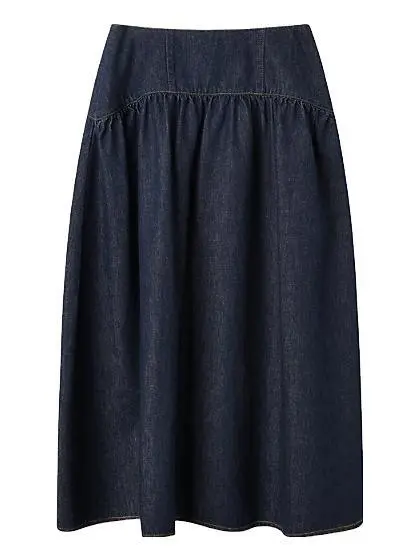 Whistles High-rise A-line Denim Midi Skirt - Blue