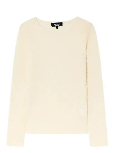 Whistles Long-sleeved Dobby Jersey Top - Cream