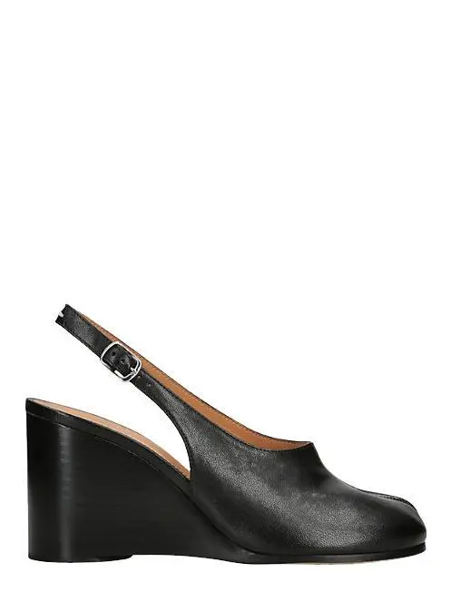 MAISON MARGIELA Tabi Leather Slingback Wedges - Black