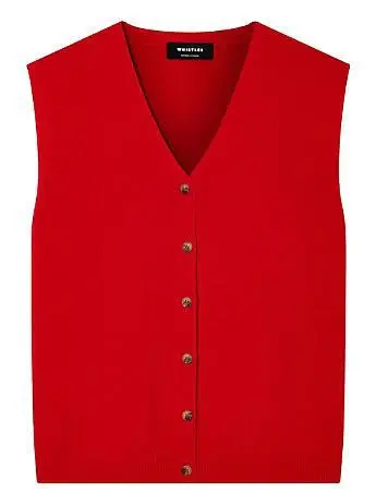 Whistles V-neck Knitted Cotton-blend Tank Top - Red