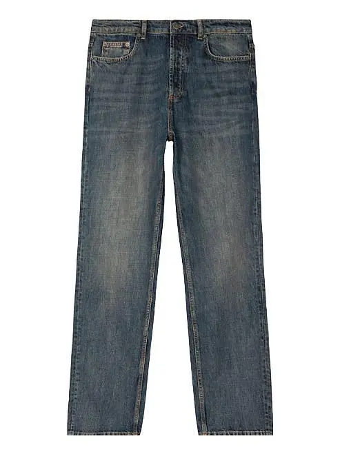 The Kooples Faded-wash Straight-leg Denim Jeans - Medium Blue