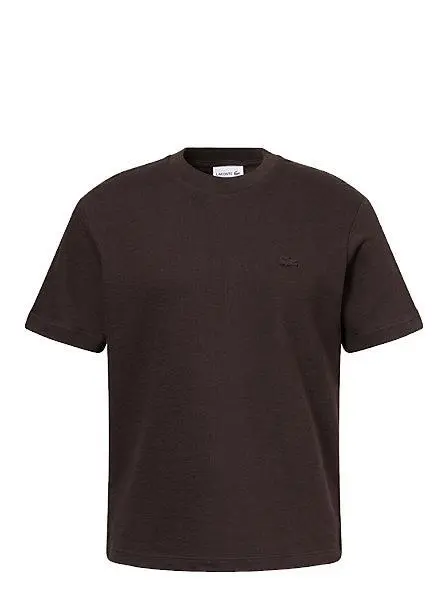 Lacoste Slubby Logo-patch Cotton T-shirt Xxl - Brown