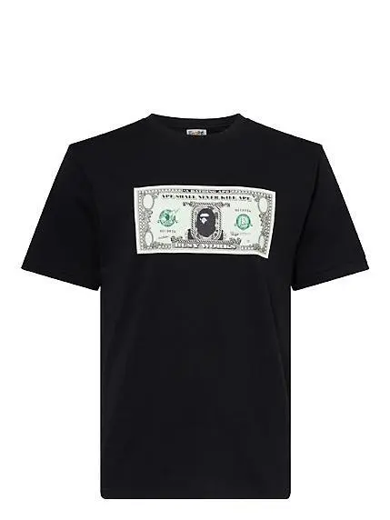 A BATHING APE Banknote Graphic Cotton-jersey T-shirt - Black