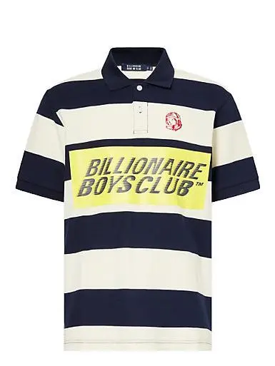 BILLIONAIRE BOYS CLUB Regatta Stipe Cotton Polo Shirt - Navy Ecru