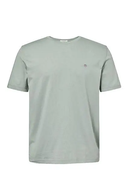 Gant Shield Embroidered-logo Cotton T-shirt - Ceramic Grey