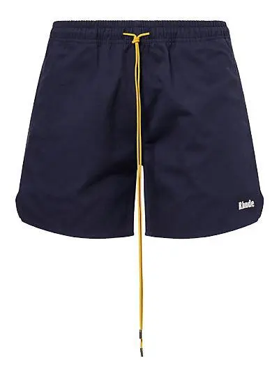 Rhude Logo-embroidered Cotton Twill Shorts - Navy