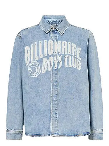BILLIONAIRE BOYS CLUB Faded Logo Long-sleeve Denim Shirt - Light Wash Blue