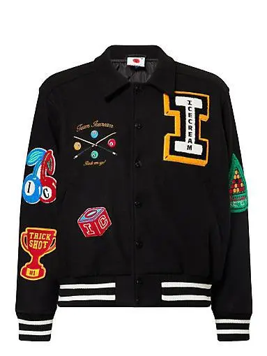 ICECREAM Trick Shot Varsity Brushed Fleece Jacket - Black