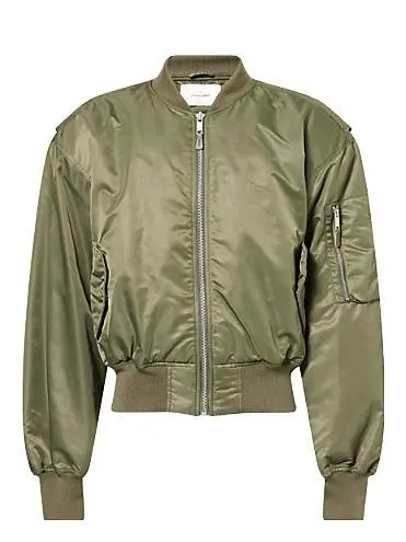 ENTIRE STUDIOS Cropped Broad Nylon Bomber Jacket - Khaki