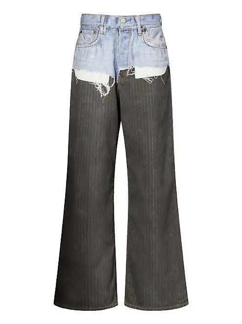 Acne Studios Pinstripe Wide-leg Denim Jeans - Blue Black