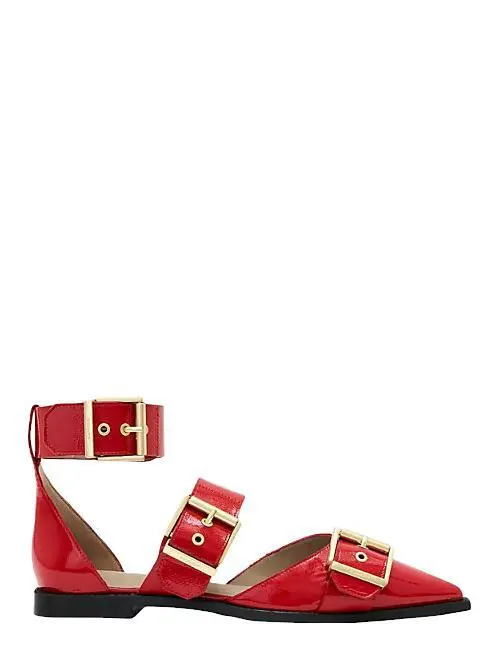 ALLSAINTS Sutton Patent-leather Flats - Patent Red
