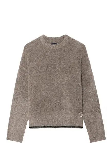 Zadig&Voltaire Brand-embroidered Wool-blend Jumper - Latte