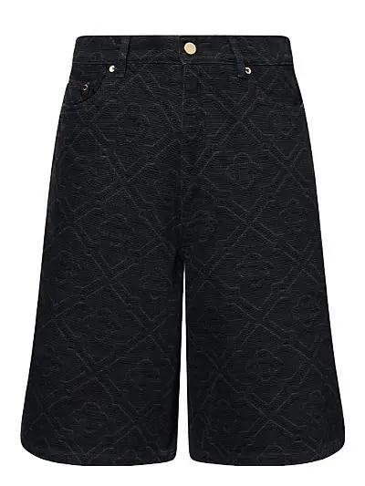 Casablanca Laser Monogram Denim Shorts - Black