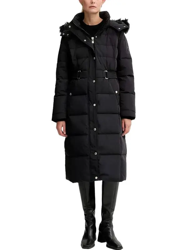 MORGAN Quilted Coat With Faux-fur Trim - Black
