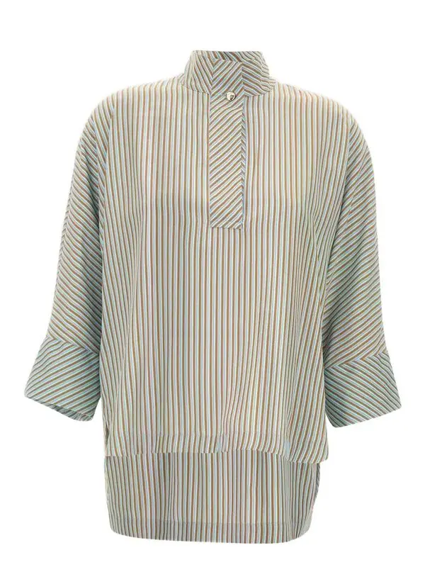 ELENA MIRÒ Striped Pattern Blouse - Brown