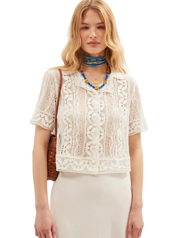 Rixo Diona Ivory Shirt - White