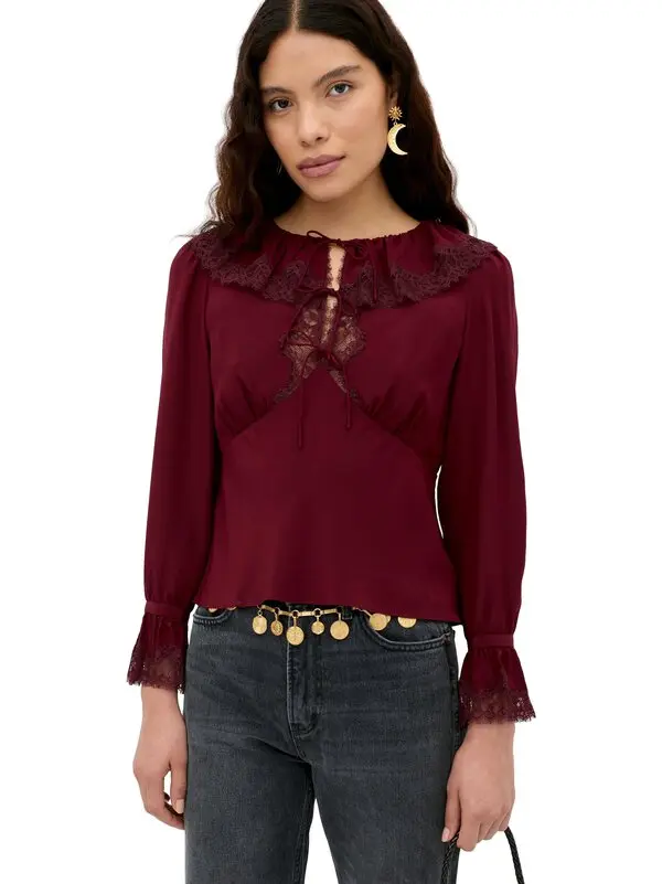 Rixo Aimme Regular Blouse - Burgundy