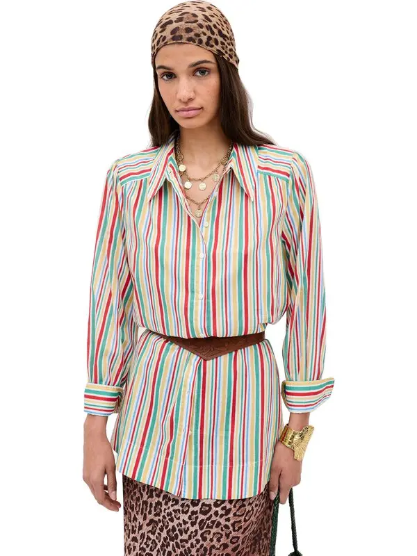 Rixo Ashlynn Maxime Stripe Ivory Blouse - Multi