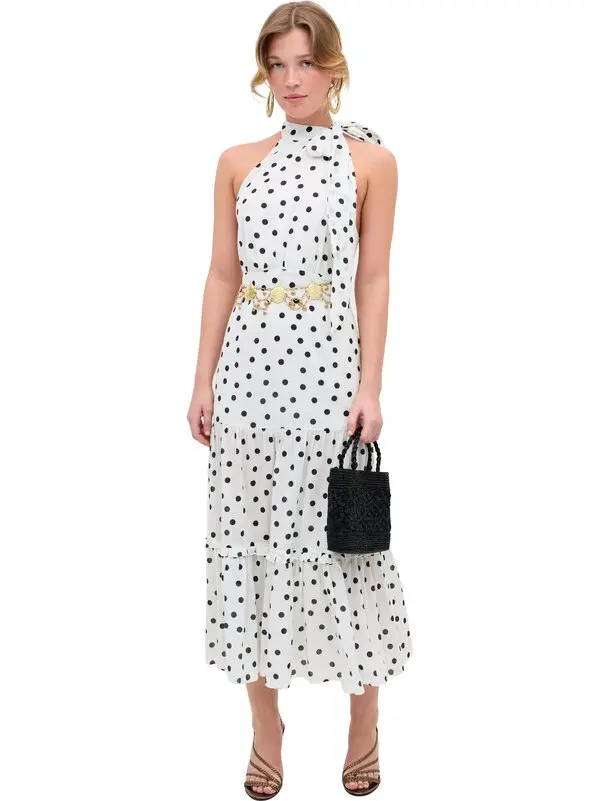 Rixo Eleanor Bohemia Spot Dress - White