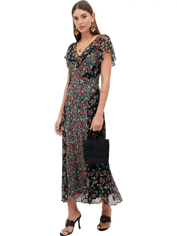 Rixo Jeannie Bexley Floral Dress - Grey