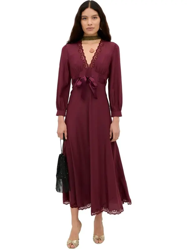 Rixo Adaline Regular Dress - Burgundy