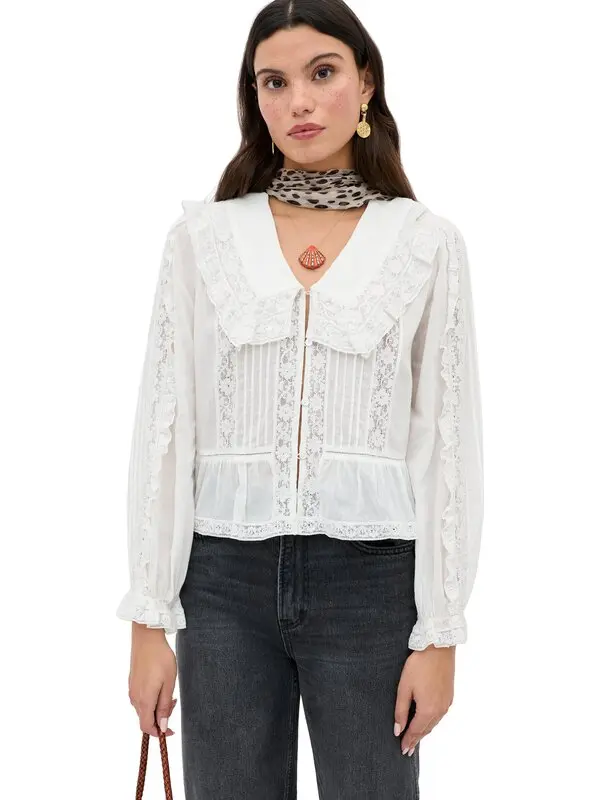 Rixo Maribelle Lace Top - Ivory
