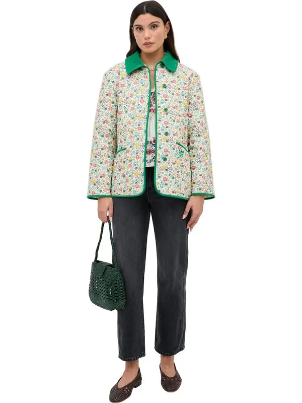 Rixo Earla Amalfi Floral Top - Green