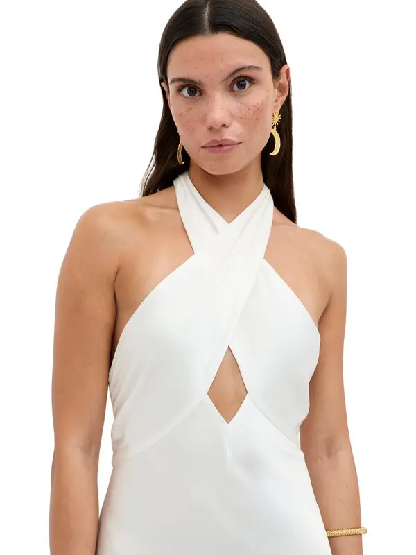 Rixo Dune Satin Gown - Ivory