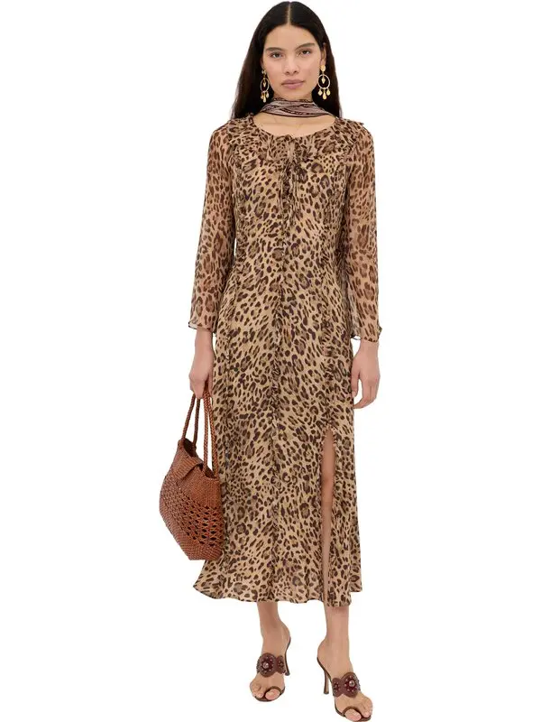 Rixo Coralyn Mila Leopard Dress - Brown