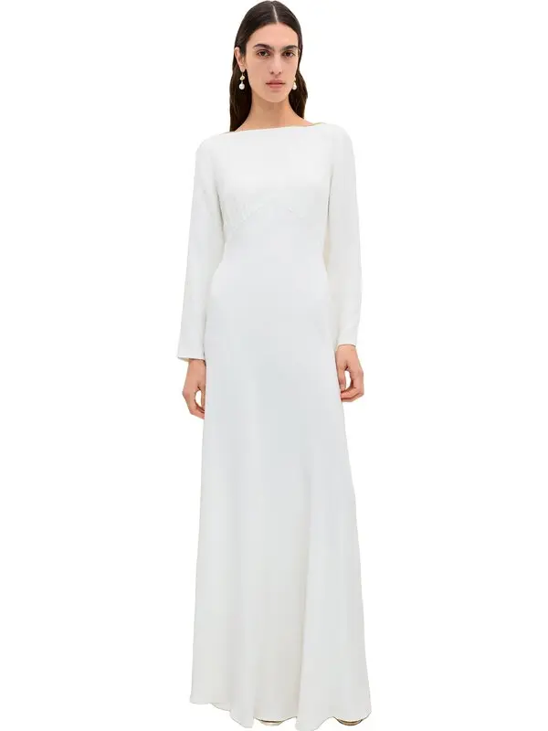 Rixo Cesca Low-back Silk Gown - Ivory
