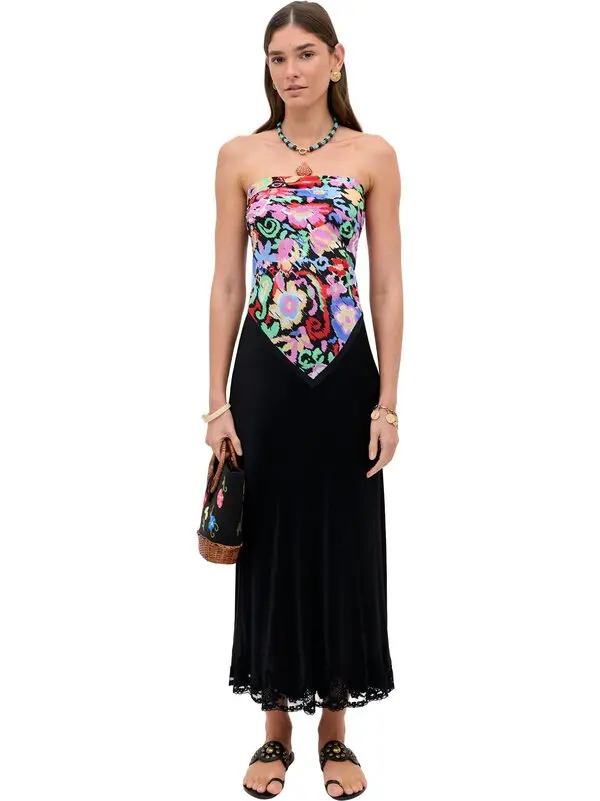 Rixo Lace-hem Midi Skirt - Black