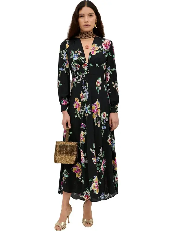Rixo Trula Vintage Bloom Maxi Dress - Black