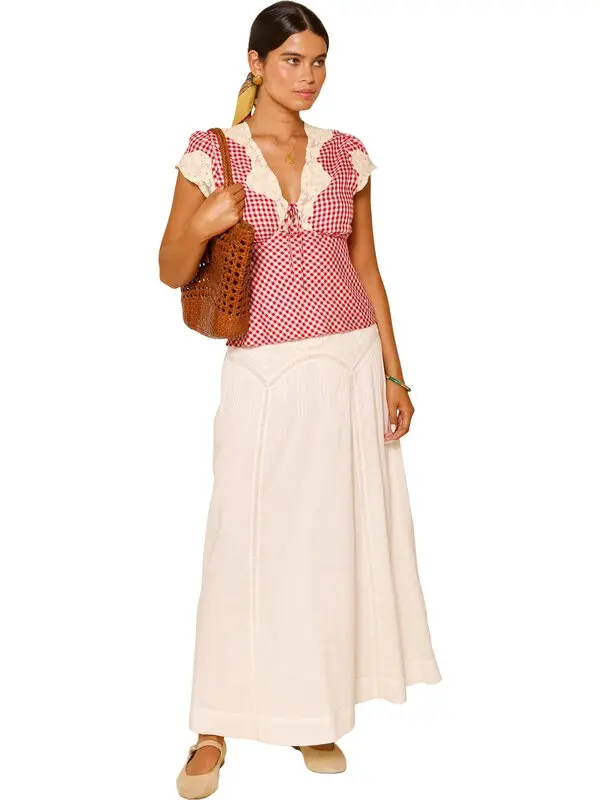 Rixo Vienne Embroidered Skirt - White